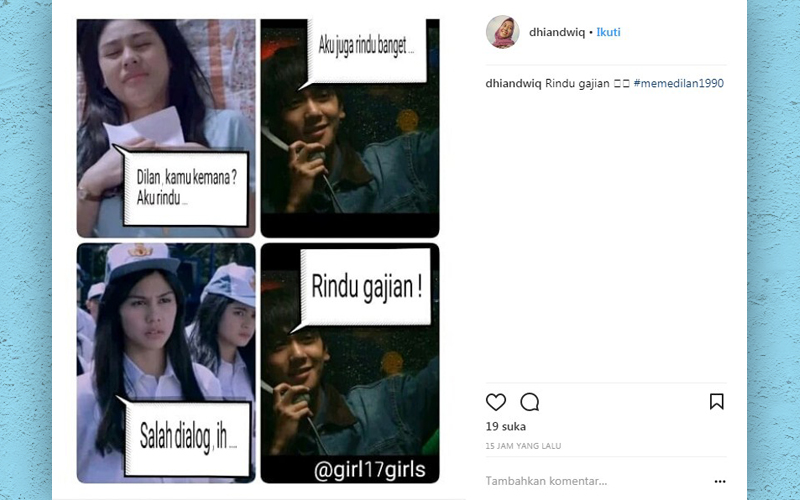 Film Dilan 1990 Bikin Baper, Ini Meme dan Plesetan Dialog Dilan & Milea ...