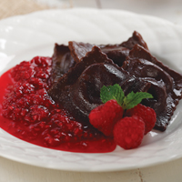 Chocolate Ravioli With Raspberry Sauce